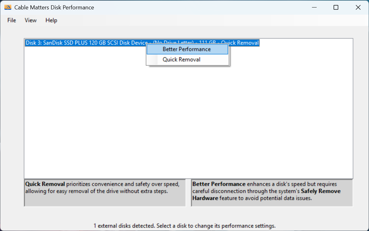Cable Matters Disk Performance Tool - Cable Matters Knowledge Base